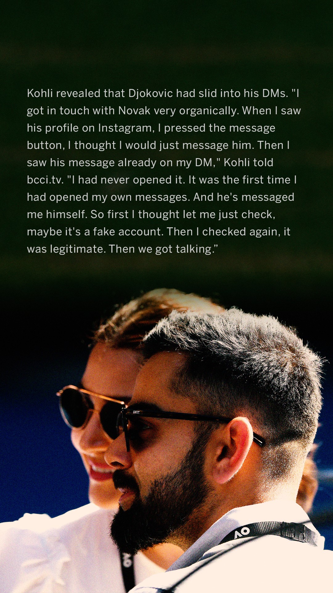 How Virat Kohli and Novak Djokovic began texting How Virat Kohli and Novak Djokovic began texting